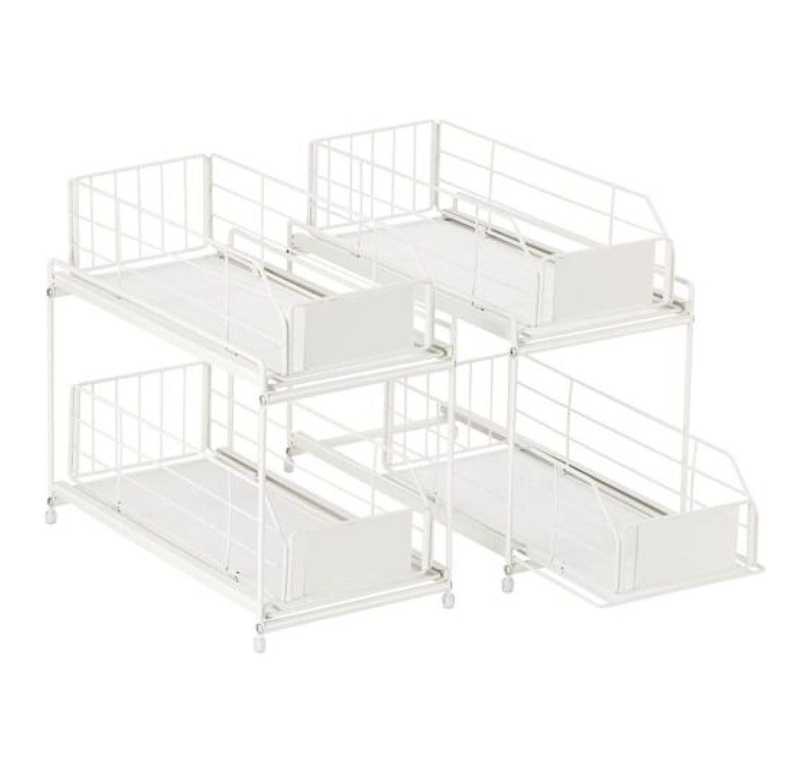 2 Pack Stackable 2 Tier Under Sink Cabinet Organizer with Sliding ...