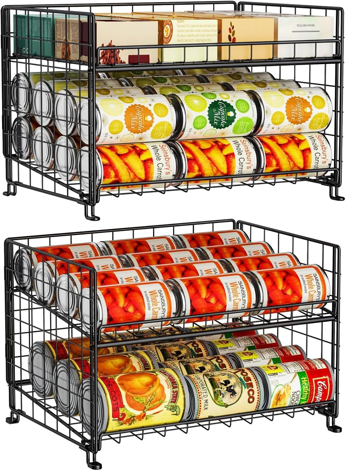 2-Pack Stackable Can Rack Organizer, Can Storage for Kitchen Pantry ...