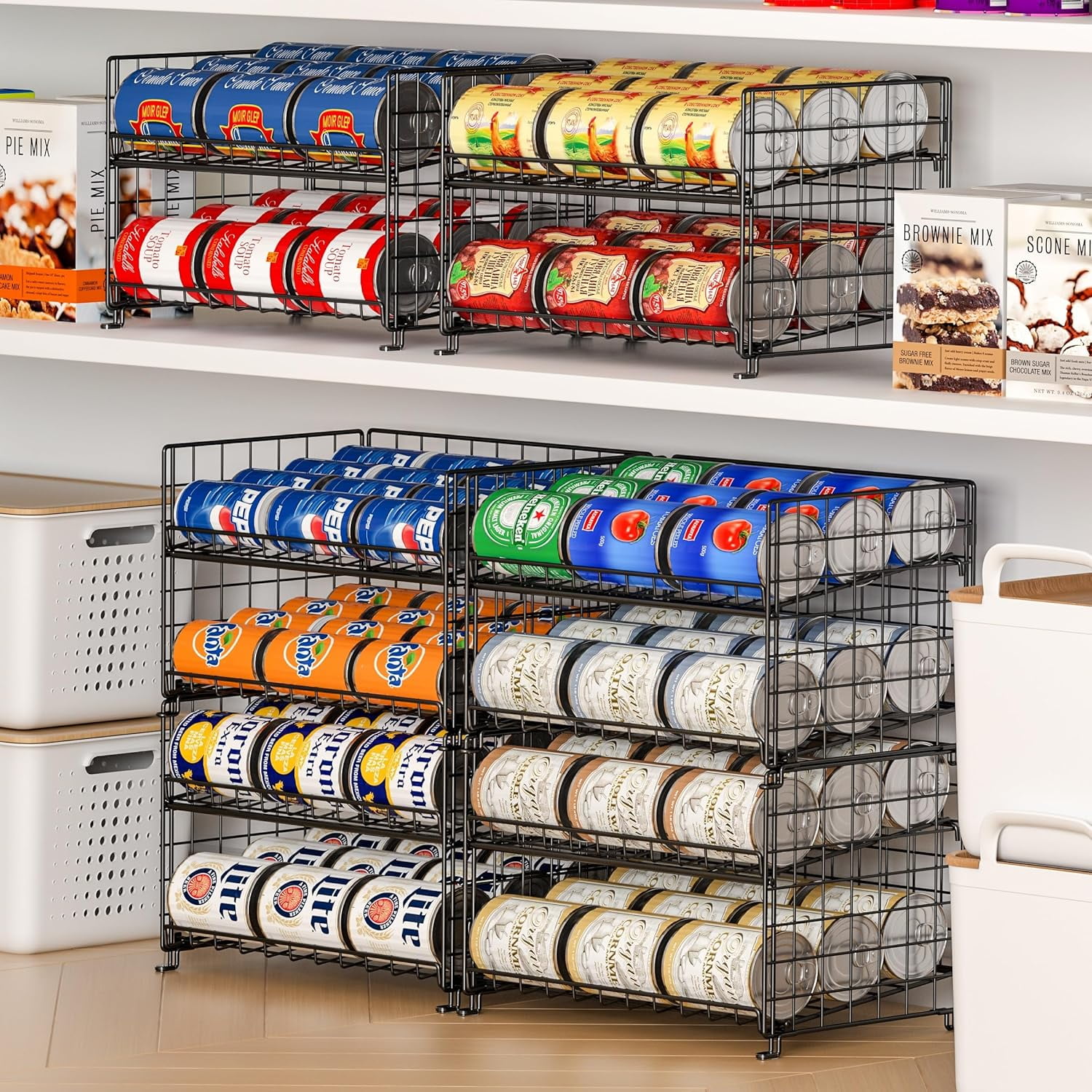 2-Pack Stackable Can Rack Organizer, Storage for Kitchen Pantry Cabinet ...