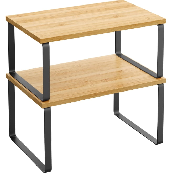 2-Pack Stackable Expandable Cabinet Organizer Racks – Metal & Wood ...