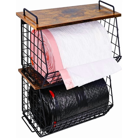 2 Pack Stackable Extra Large Trash Bag Holder Under Sink, Wall Mounted ...