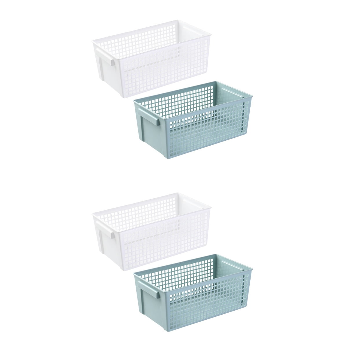 2 Pack Stackable Hamper Plastic Storage Box Handles Basket Mesh ...