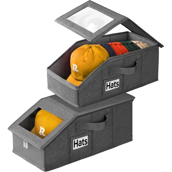 2 Pack Stackable Hat Storage for Baseball Caps, Holds 28 Caps - Closet ...
