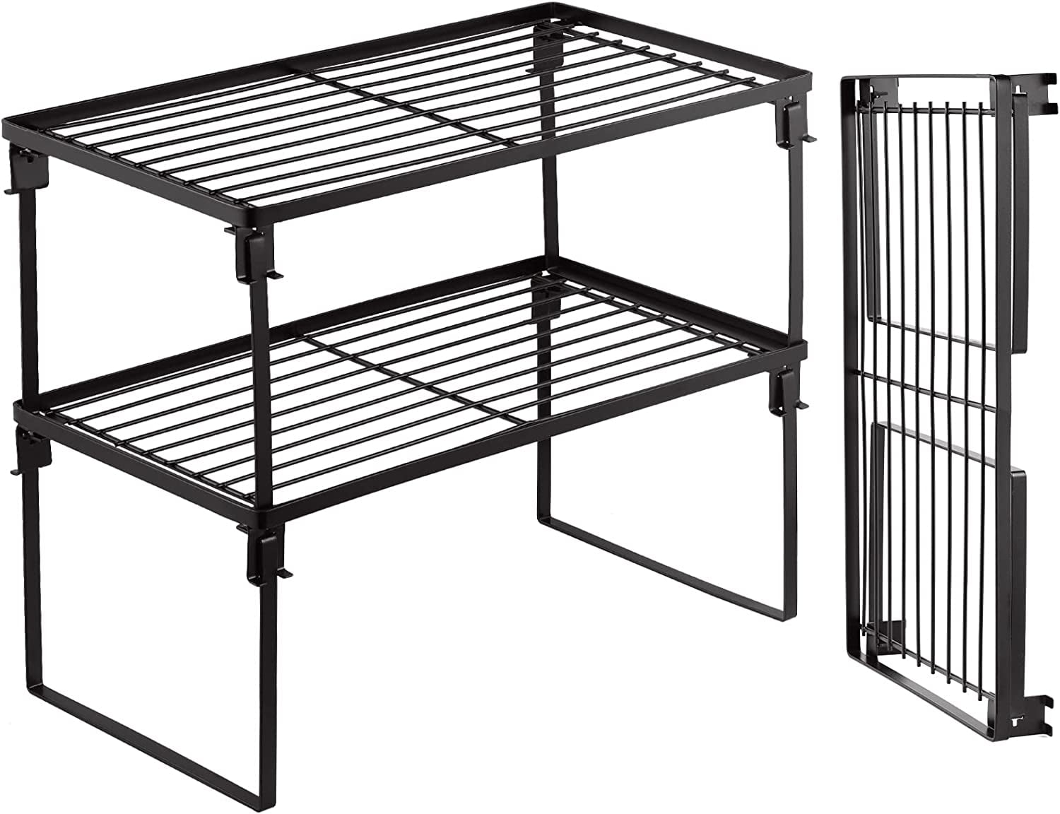 2 Pack Stackable Kitchen Storage Shelf Rack Foldable Spice Rack Cabinet ...