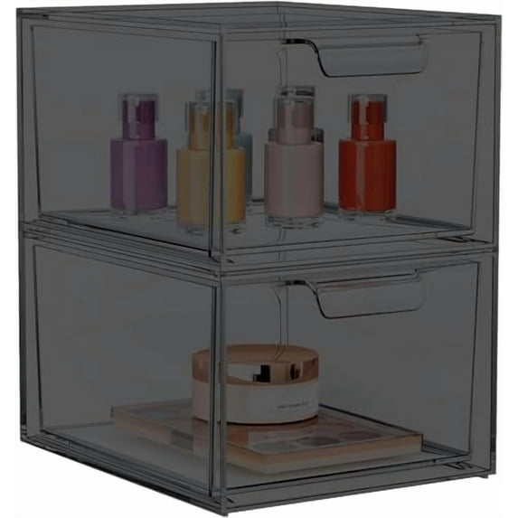 2 Pack Stackable Makeup Organizer and Storage, Acrylic Organizers，Clear ...