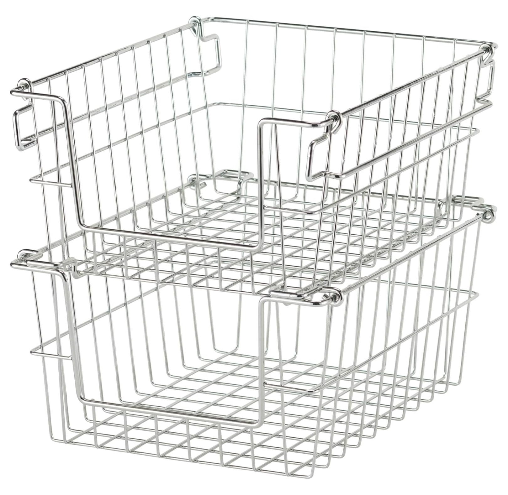 2-Pack Stackable Metal Wire Storage Baskets With Handles, EcoStorage ...