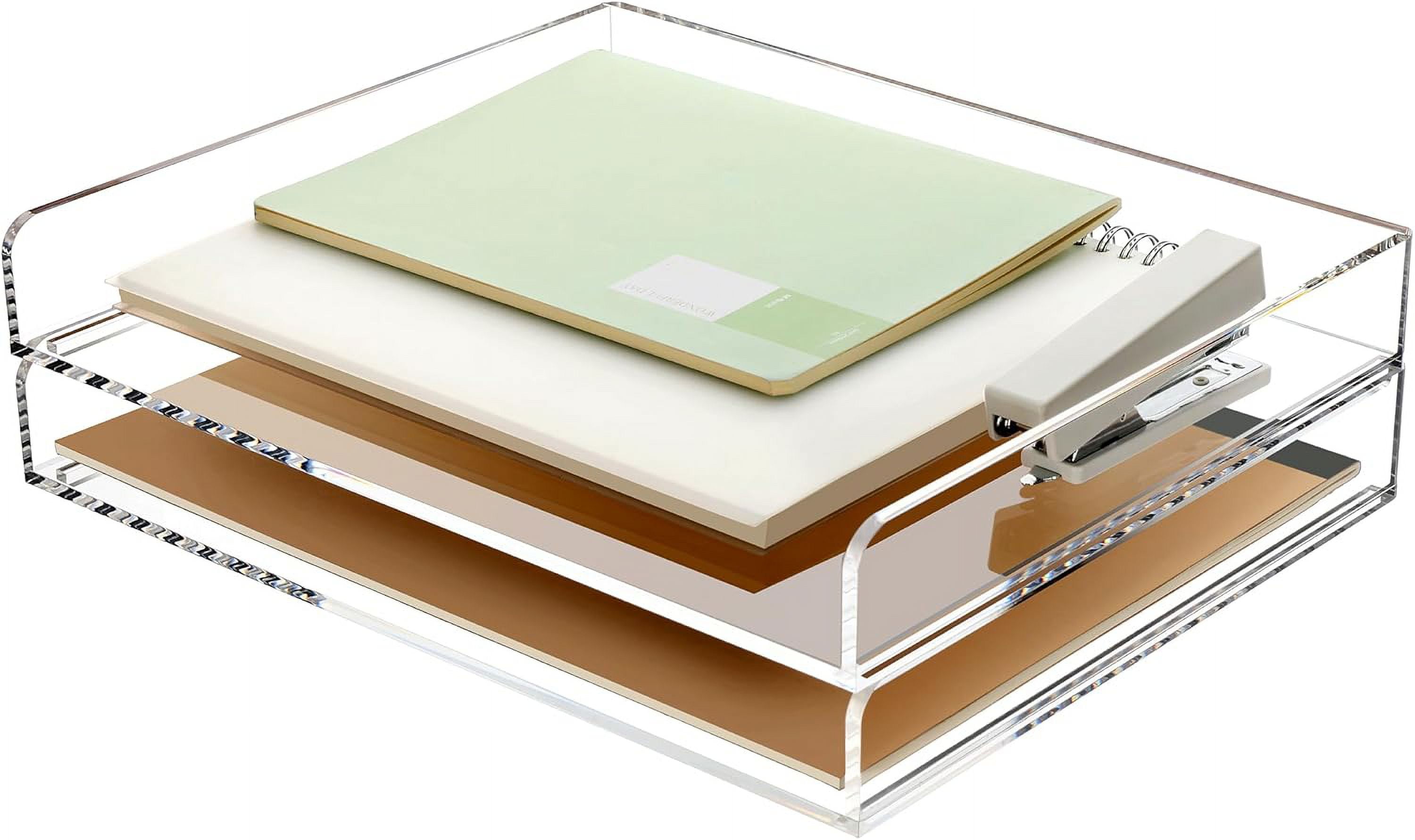 2 Pack - Stackable Paper Letter Tray, A4 Document Tray Desk Organizer ...
