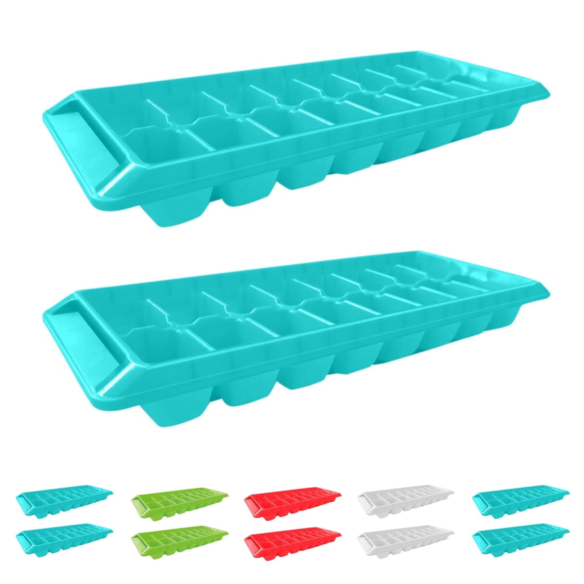 2 Pack Stackable Plastic Ice Cube Tray 16 Cubes Each for Freezer Drinks ...