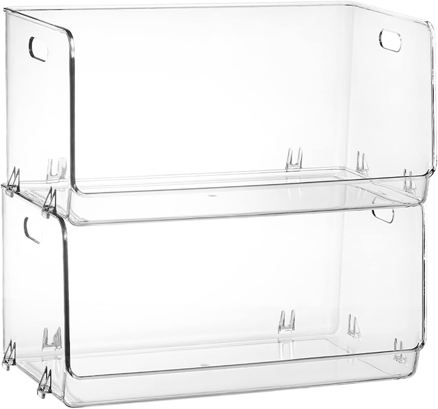 2 Pack Stackable Plastic Storage Bins Open Front, Clear Pantry ...
