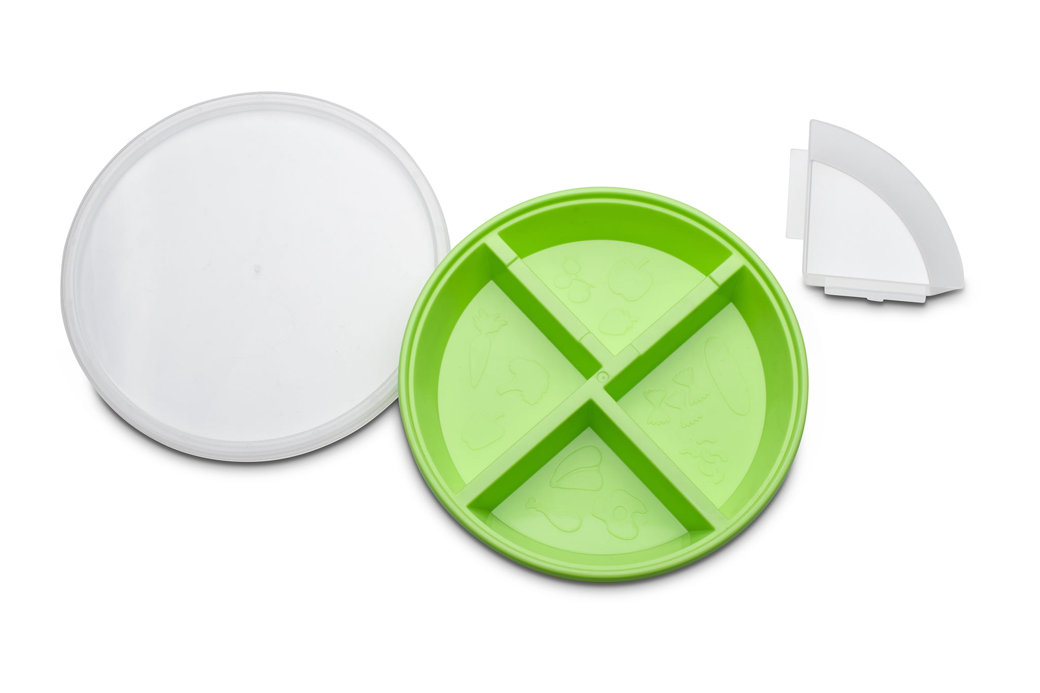 2 Pack Stackable Portion Plate with Lid- Green/Orange - Walmart.com