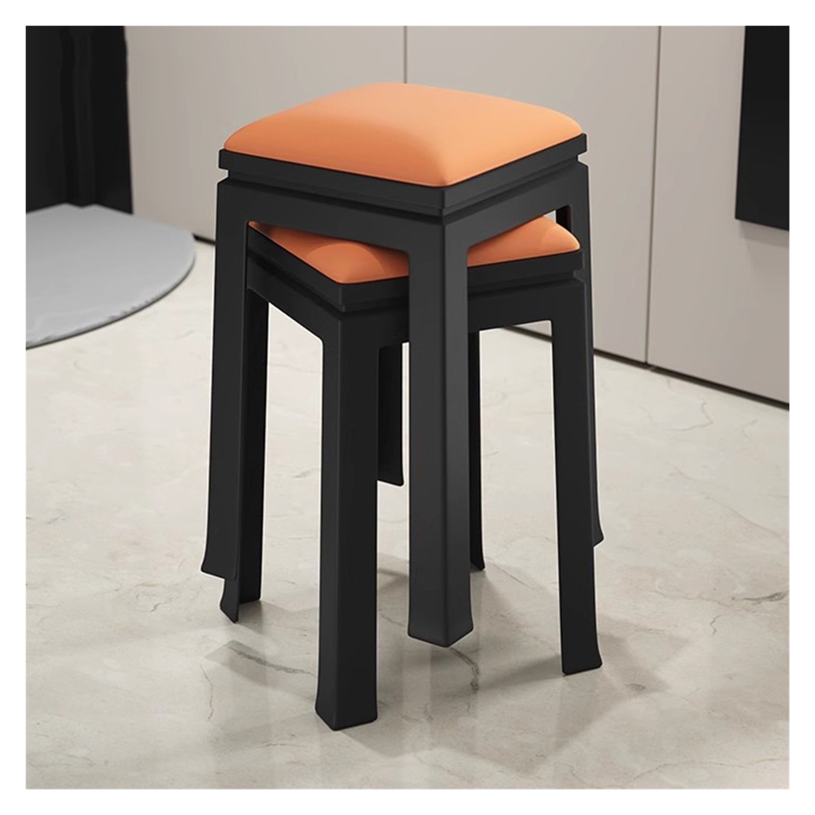 2 Pack Stackable Stools Backless Bar Stool Plastic Stack Stool Bar Seating Nesting Stools ...