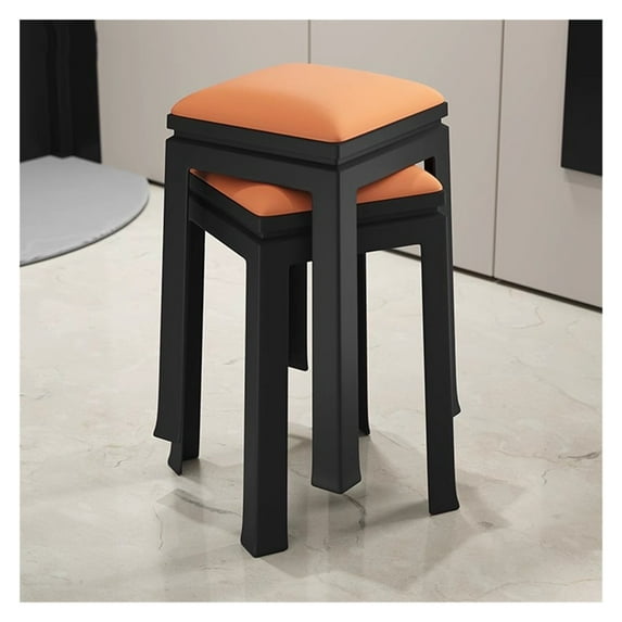 2 Pack Stackable Stools Backless Bar Stool Plastic Stack Stool Bar Seating Nesting Stools ...