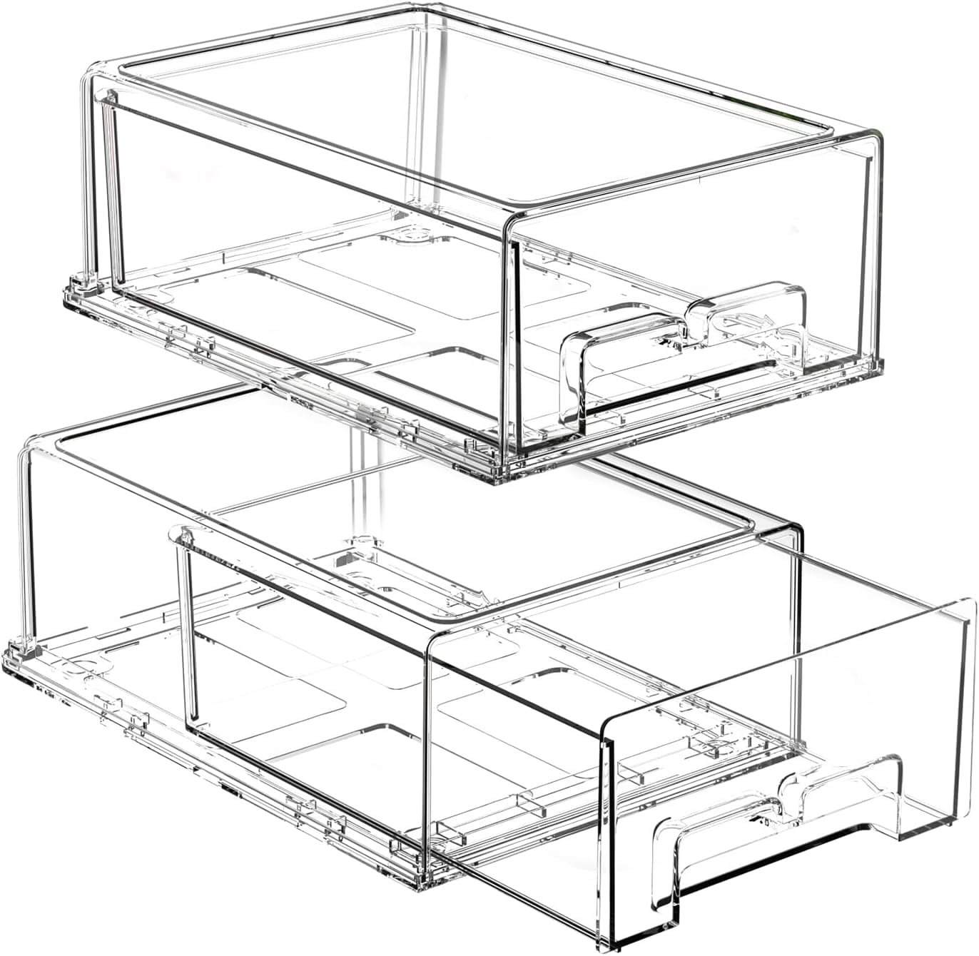 2 Pack Stackable Stora Drawers - Clear Refrirator Drawers for ...