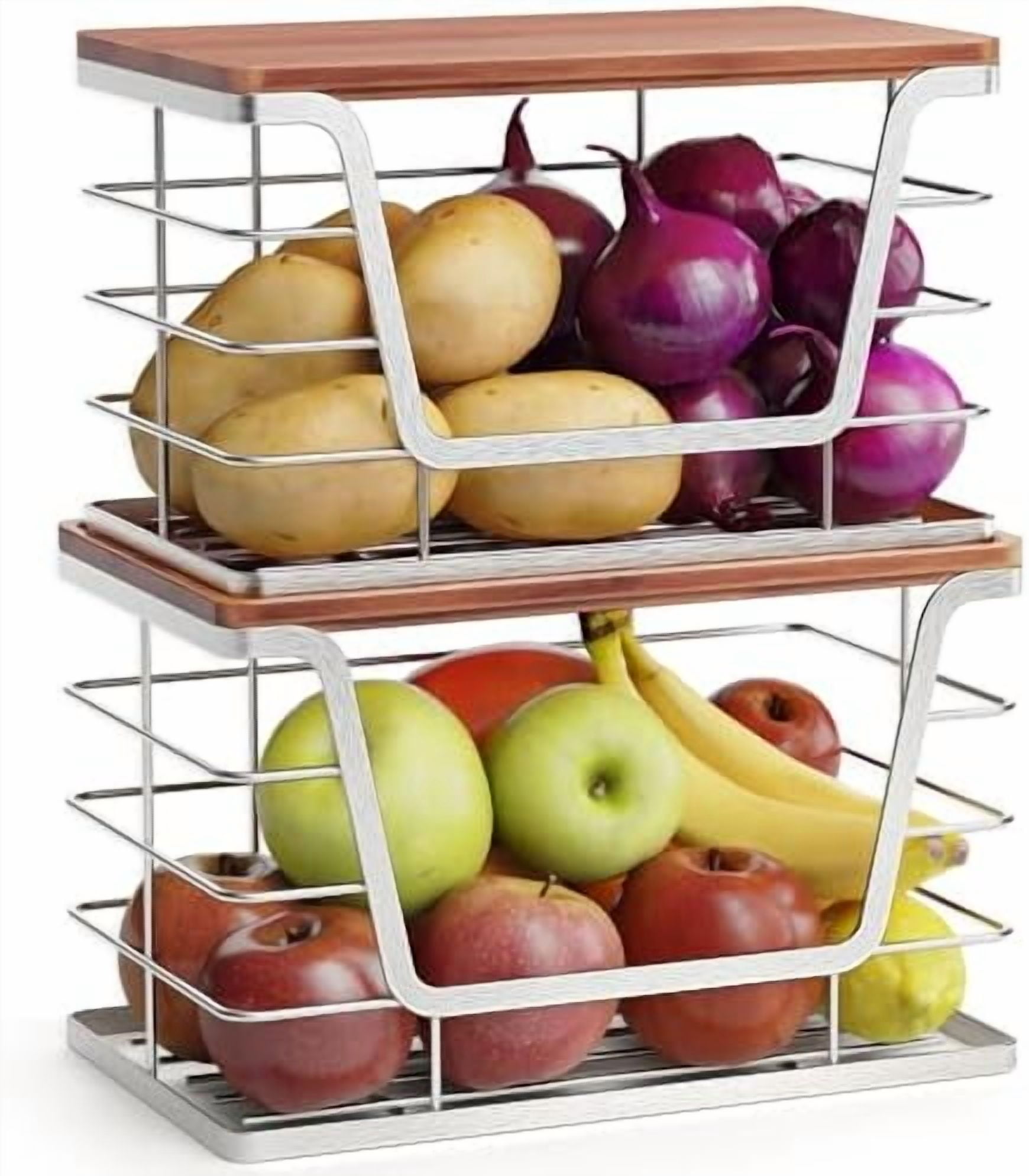 2 Pack Stackable Storage Bins with Lids, Stainless Steel Extra Large ...