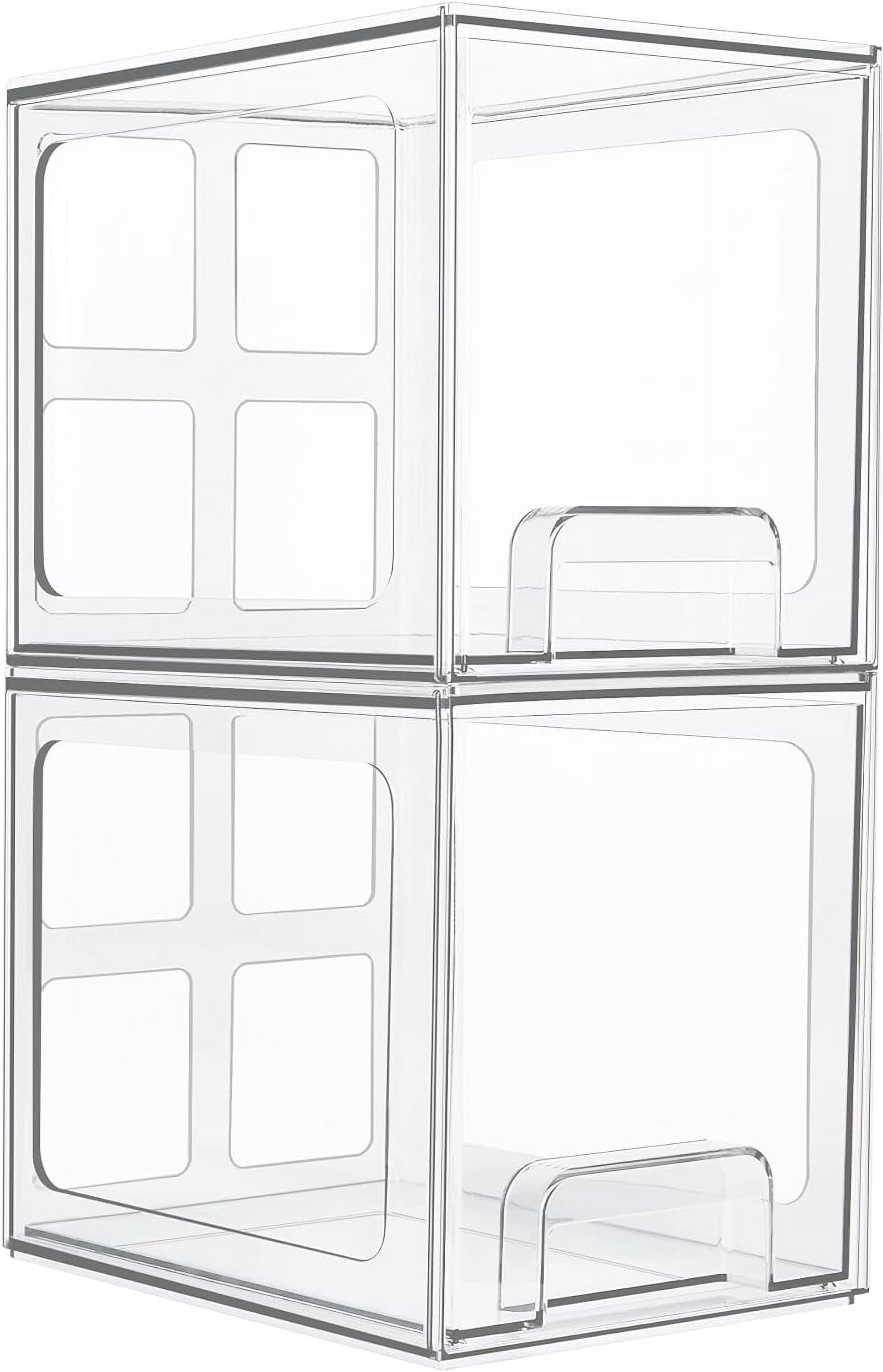 2 Pack Stackable Storage Drawers, 6.6''Tall Acrylic Bathroom Makeup ...