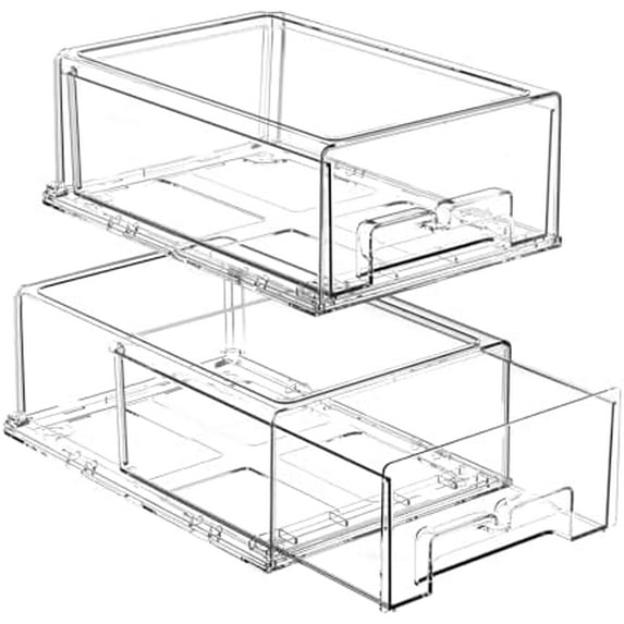 2 Pack Stackable Storage Drawers - Clear Refrigerator Drawers for ...
