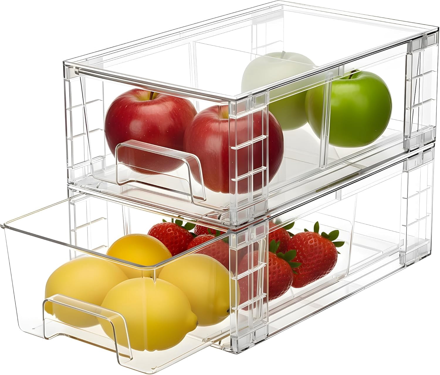 2 Pack Stackable Storage Drawers,Plastic Organizers Bins, Drawers ...