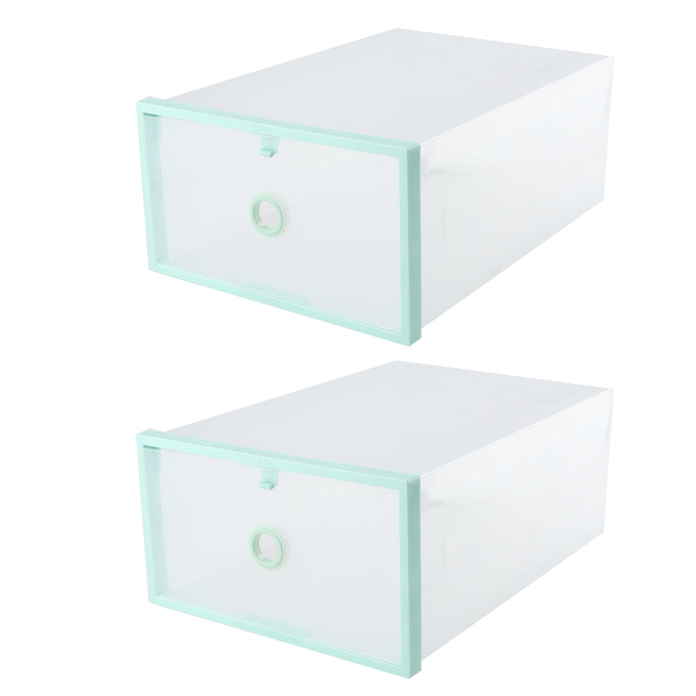 2-Pack Stackable Transparent Green Shoe Storage Boxes, Universal Clear ...