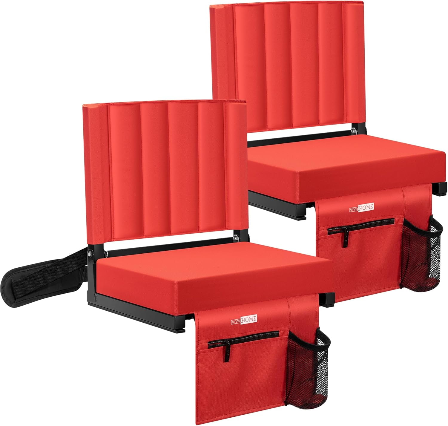 2 Pack Stadium Seats with Back Support and Cushion, Portable Bleacher Chair with Cup Holder and ...