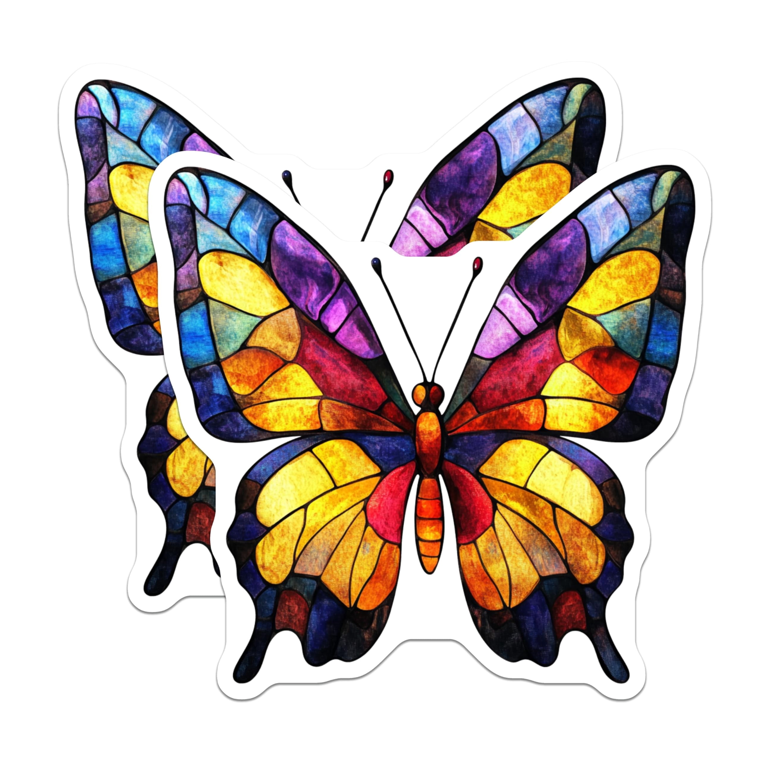 (2 Pack) Stained Glass Butterfly Magnets - Vibrant Fridge Decor ...