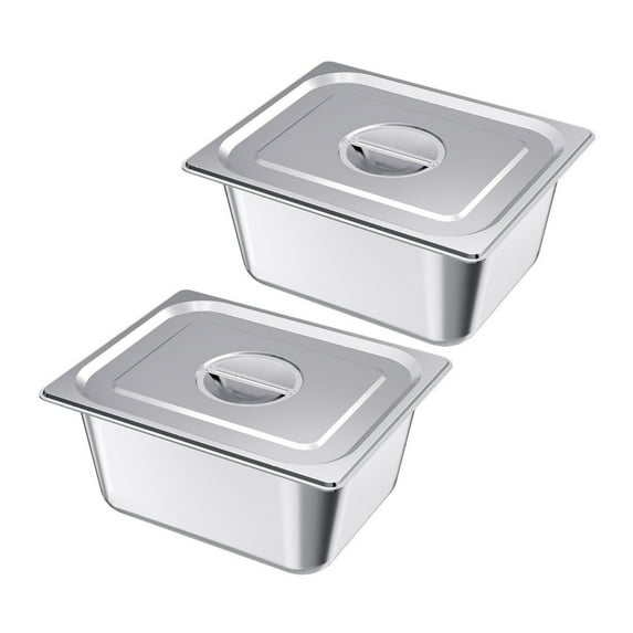2 Pack Stainless Hotel Pans, 1/2 Size Table Pans With Lids, 6 Inch Deep ...