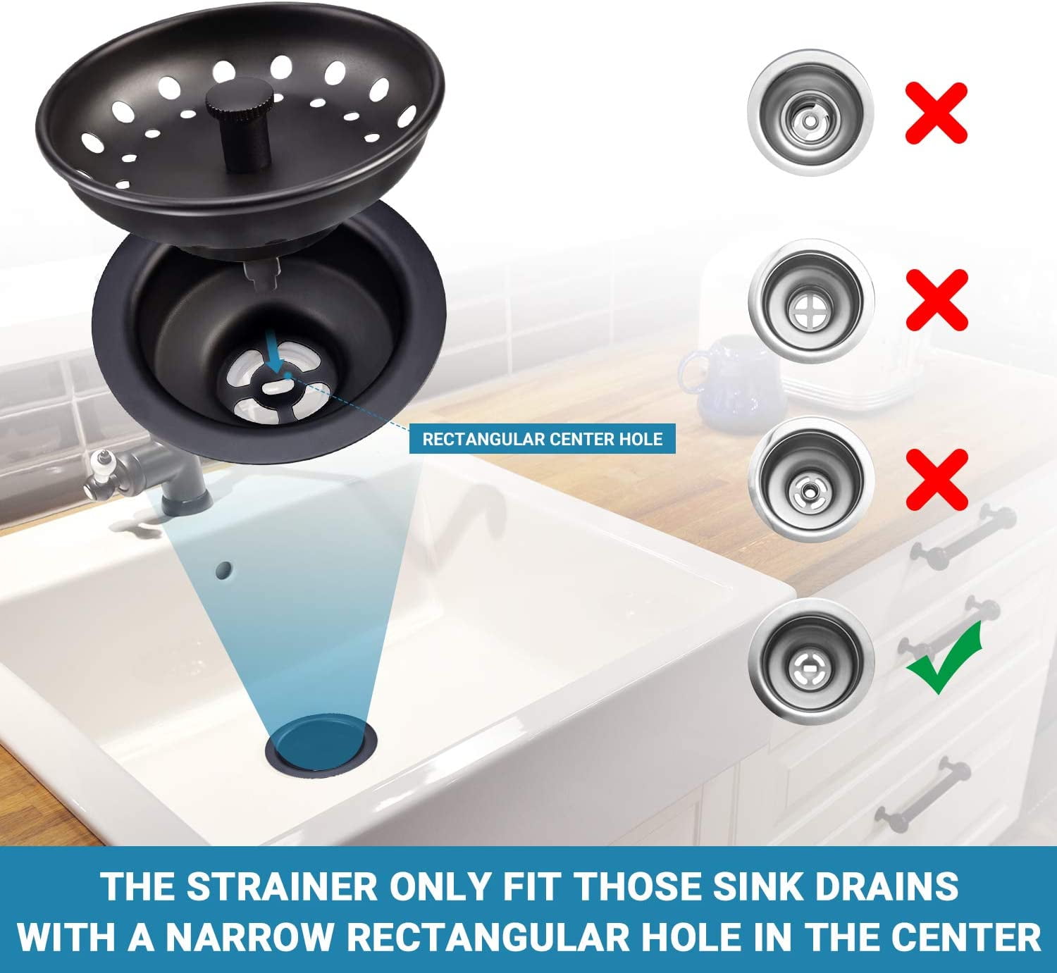 2 Pack Stainless Sink Basket Strainer Drain Stopper with Plastic Knob ...