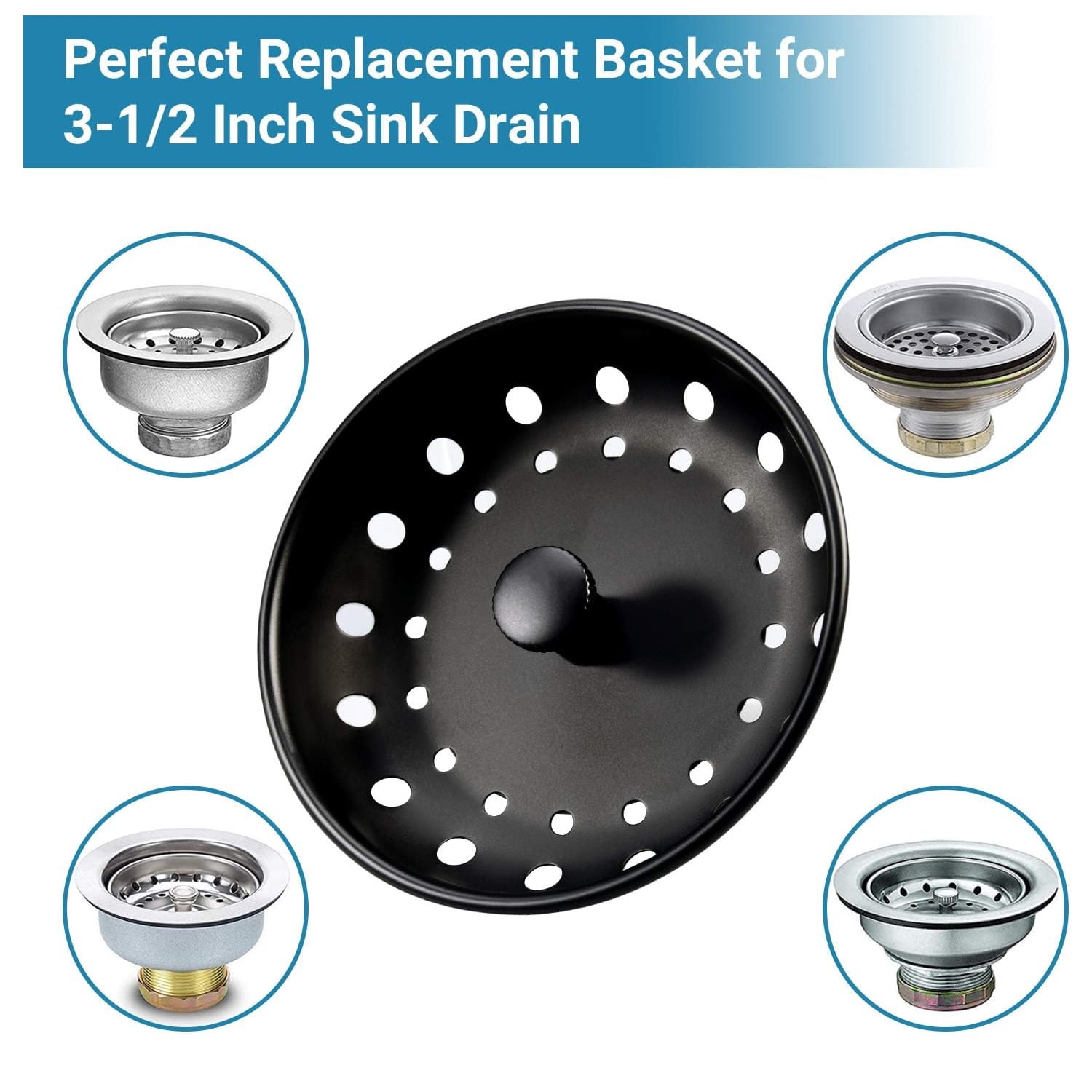 2 Pack Stainless Sink Basket Strainer Drain Stopper with Plastic Knob ...