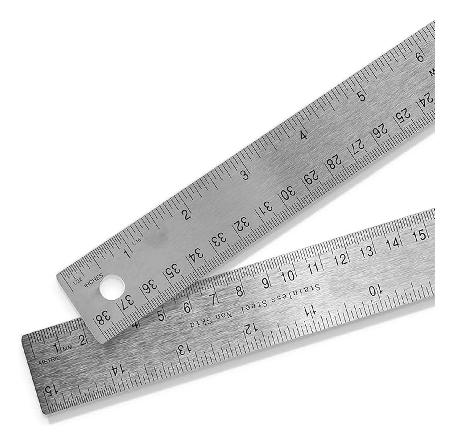 2 Pack Stainless Steel 15 Inch Metal Ruler Non-Slip Cork Back, with ...