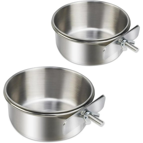 2 Pack Stainless Steel Bird Bowls for Cage Parrot Food Water Bowl Bird ...