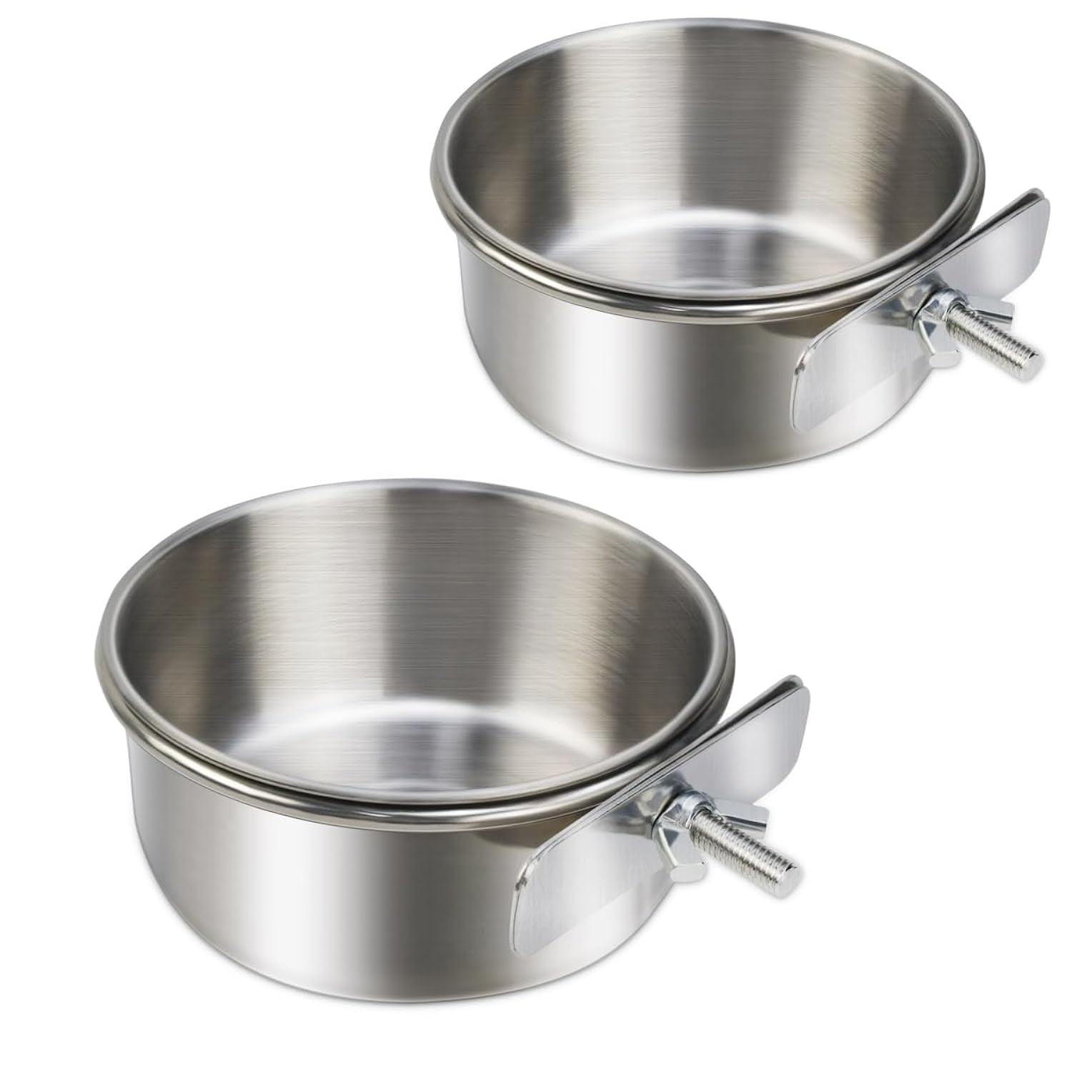 2 Pack Stainless Steel Bird Bowls for Cage Parrot Food Water Bowl Bird ...