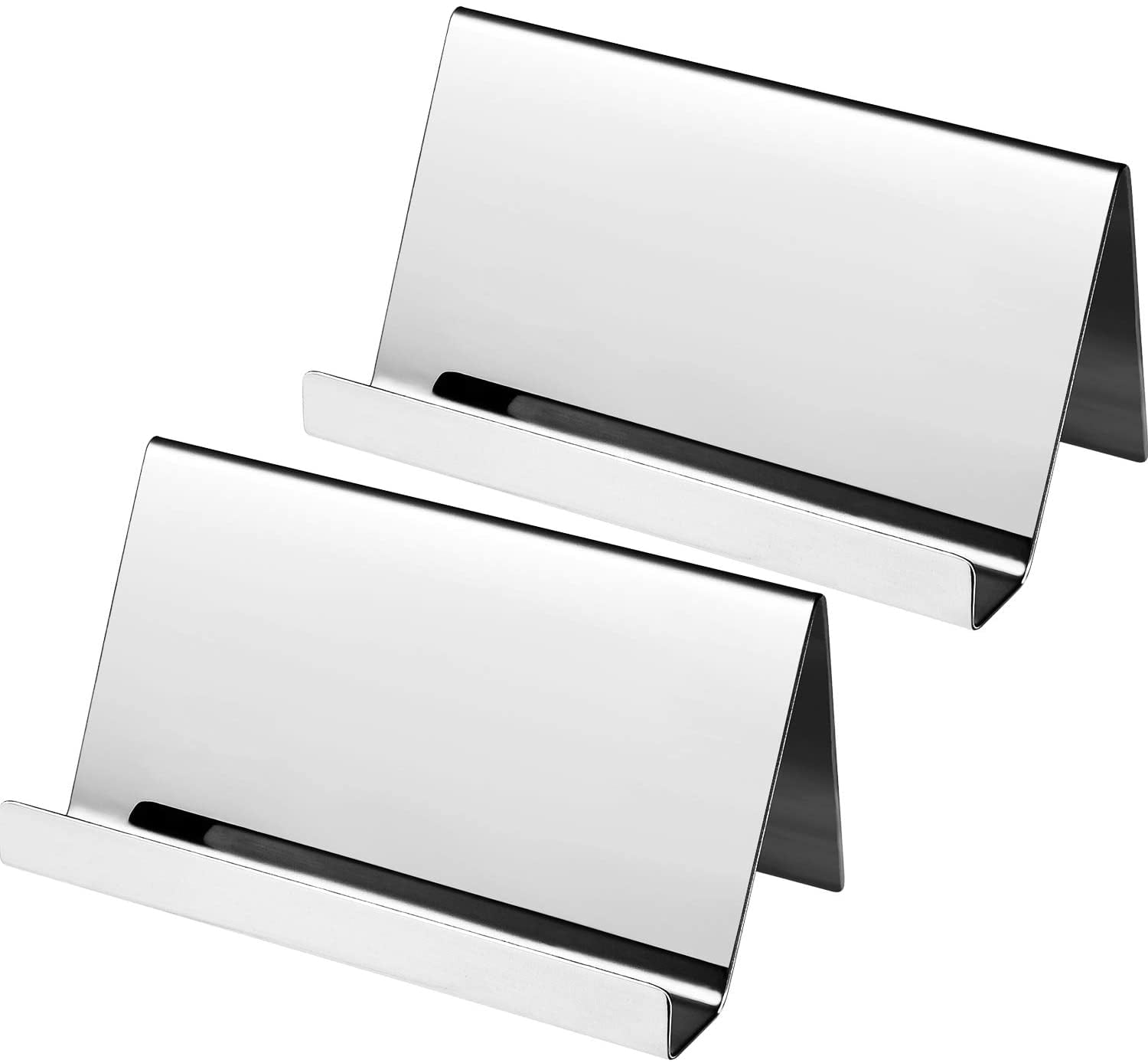 2 Pack Stainless Steel Business Cards Holders Desktop Card Display ...