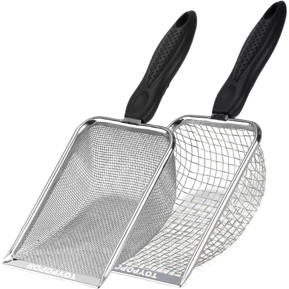 2 Pack Stainless Steel Cat Litter Cleaner Feces Sieve Bearded Dragon ...