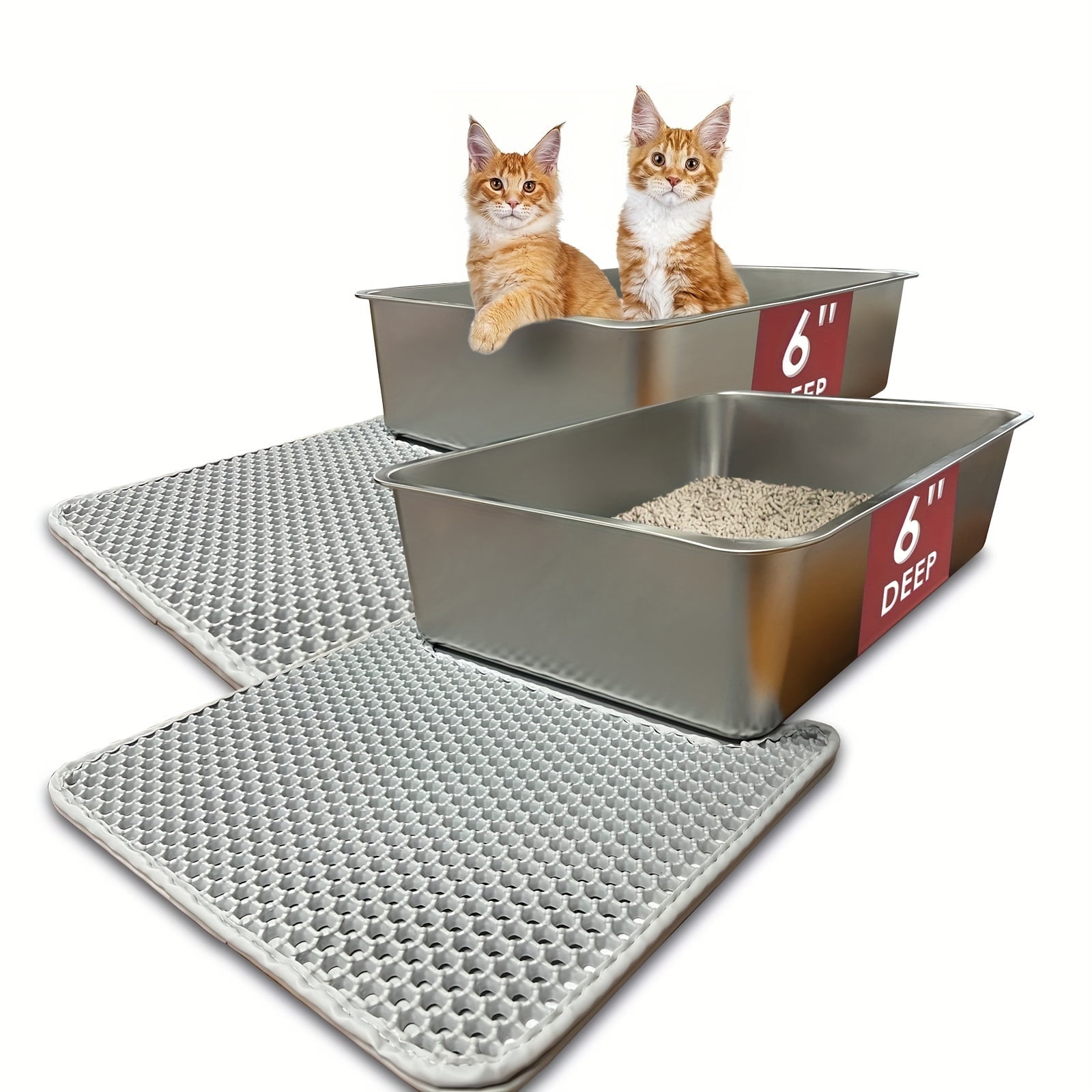 2 Pack Stainless Steel Cat Litter Trays – Durable, Rust-Resistant, Easy ...