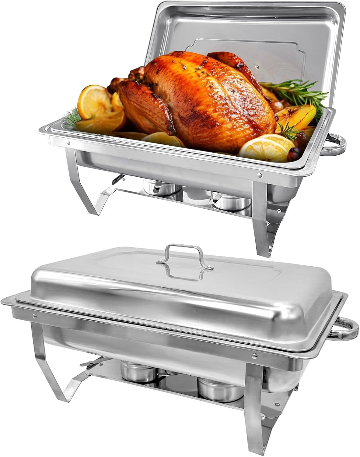 2 Pack Stainless Steel Chafing Dishes 8 Quart Full Size Chafing Dish ...