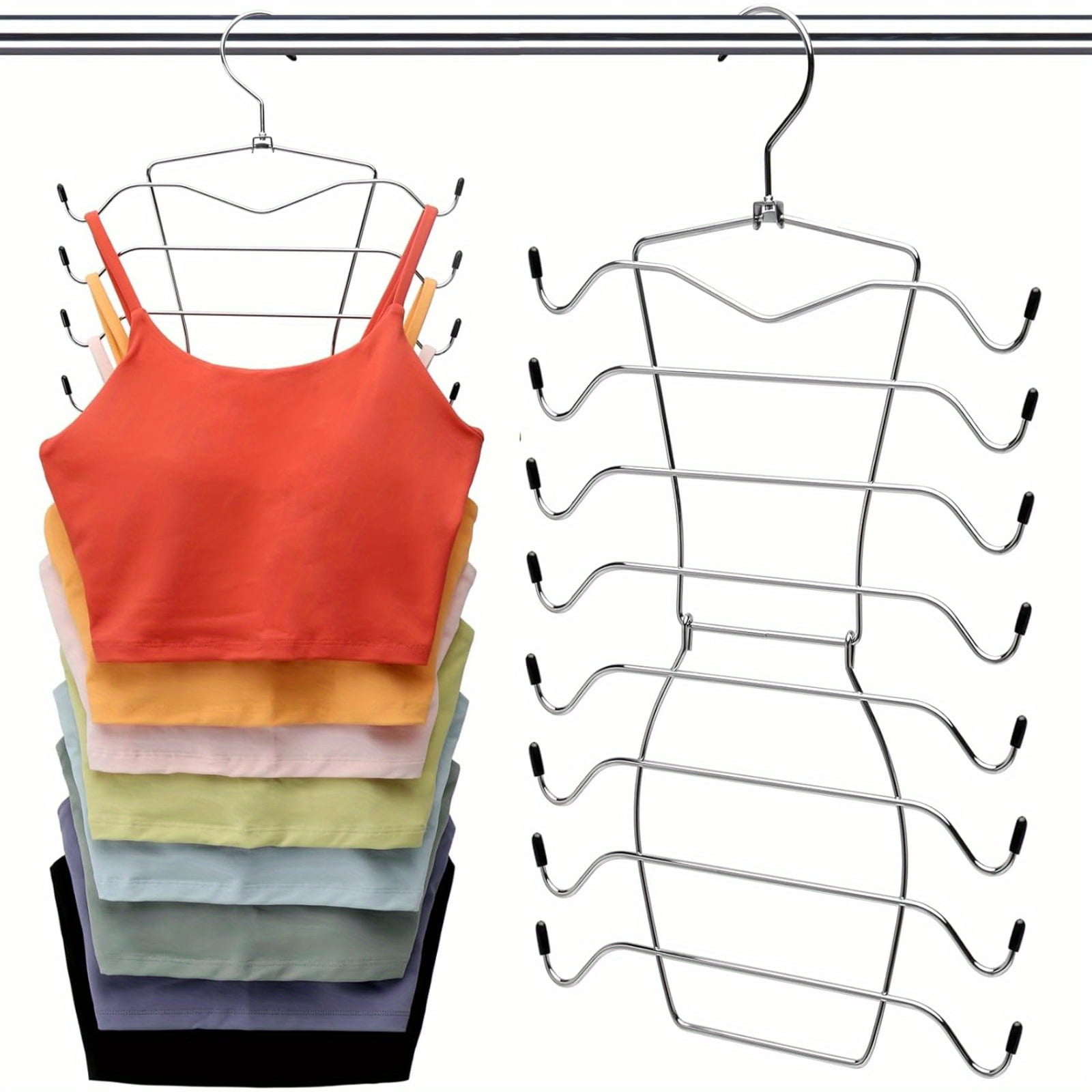 2 Pack Stainless Steel Closet Organizer, 8-Tier Tank Top Hanger, Heavy ...