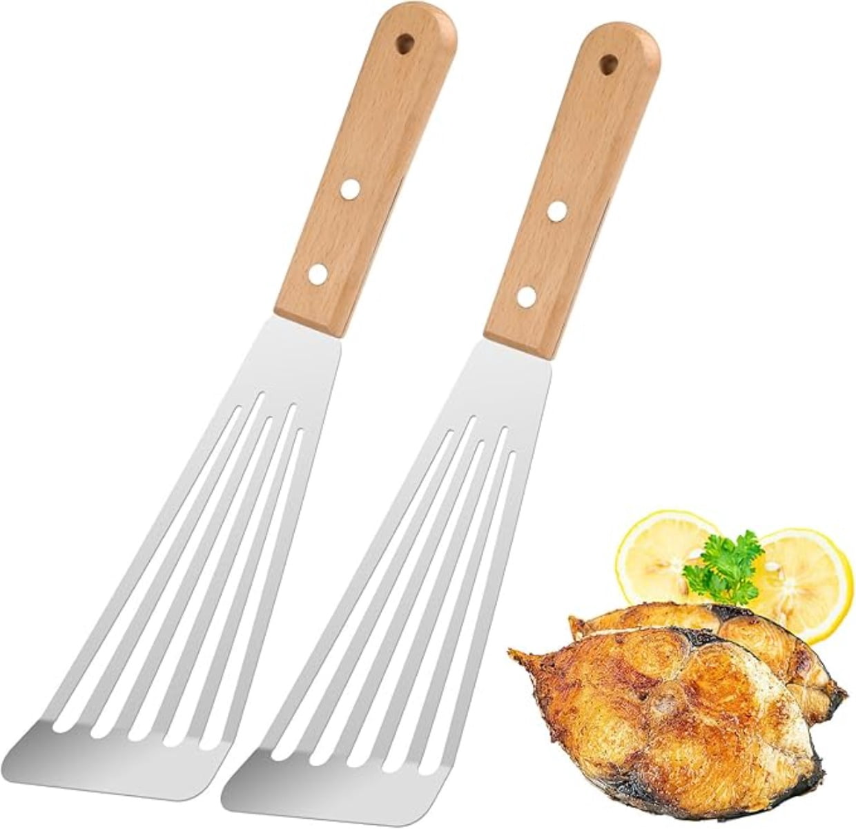 2-Pack Stainless Steel Fish Spatula - Flexible Slotted Turner with ...