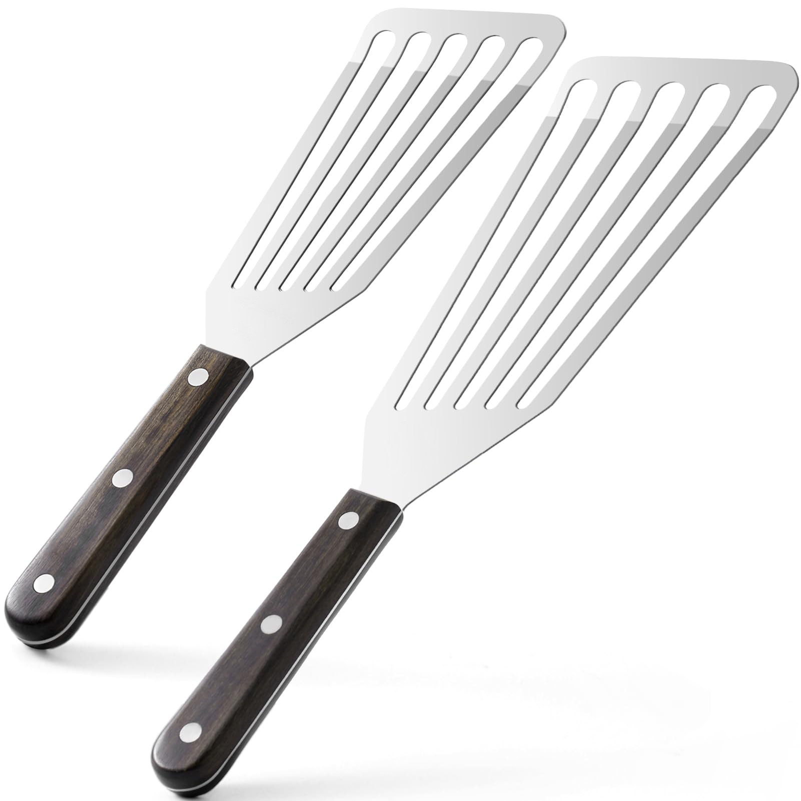2 Pack Stainless Steel Fish Spatula Set, Flexible Metal Turner for ...