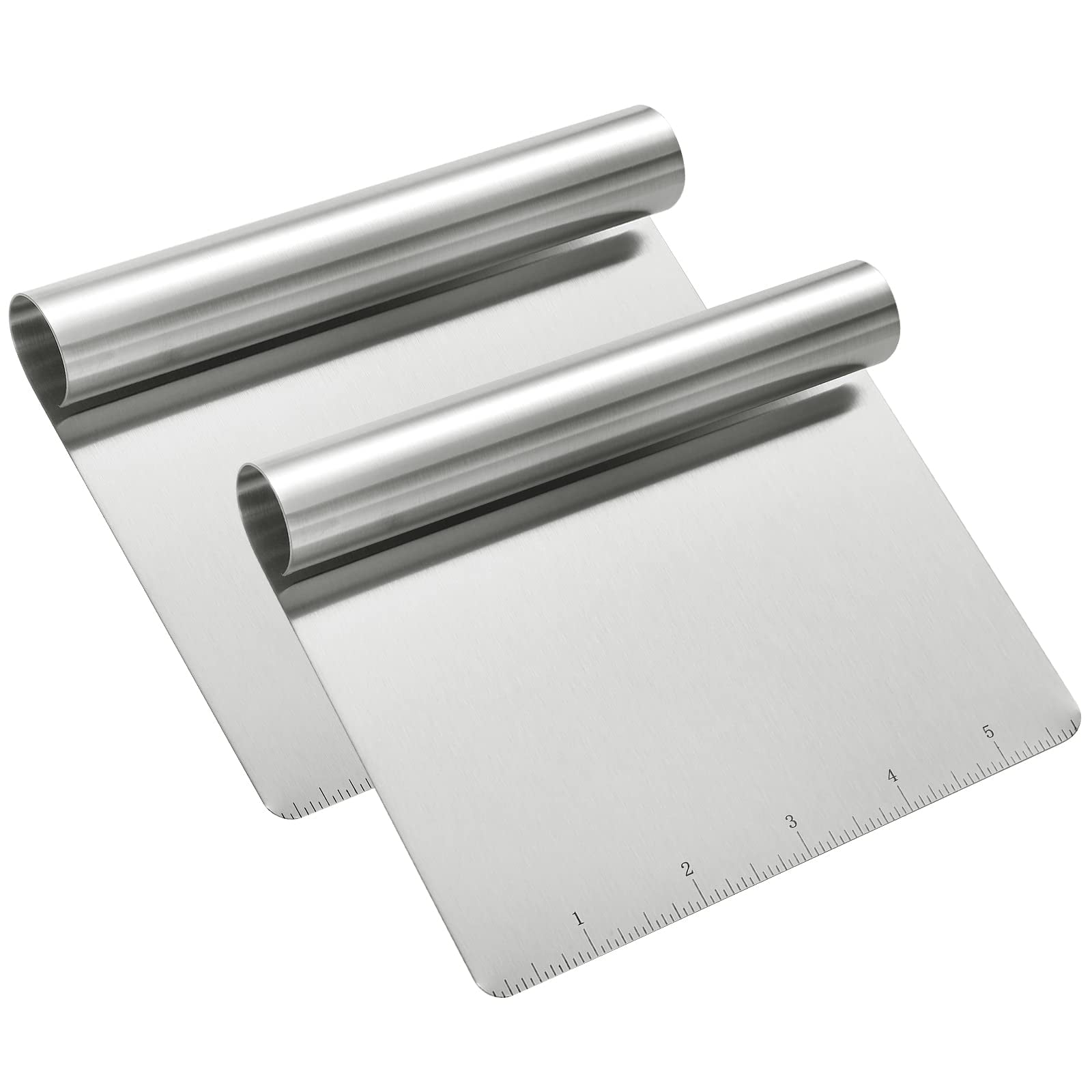 2 Pack Stainless Steel Food Scraper and Chopper Large Griddle Spatula ...