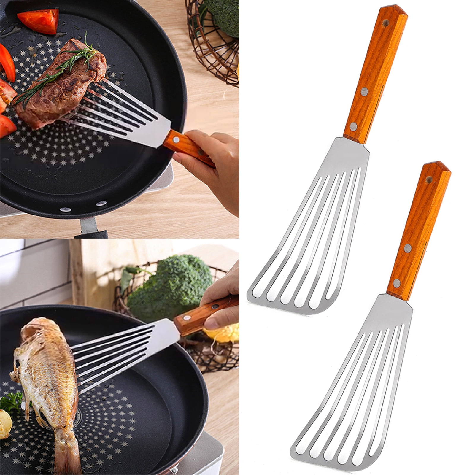2 Pack Stainless Steel Frying Shovel Turner Spatula – Flipping Frying ...