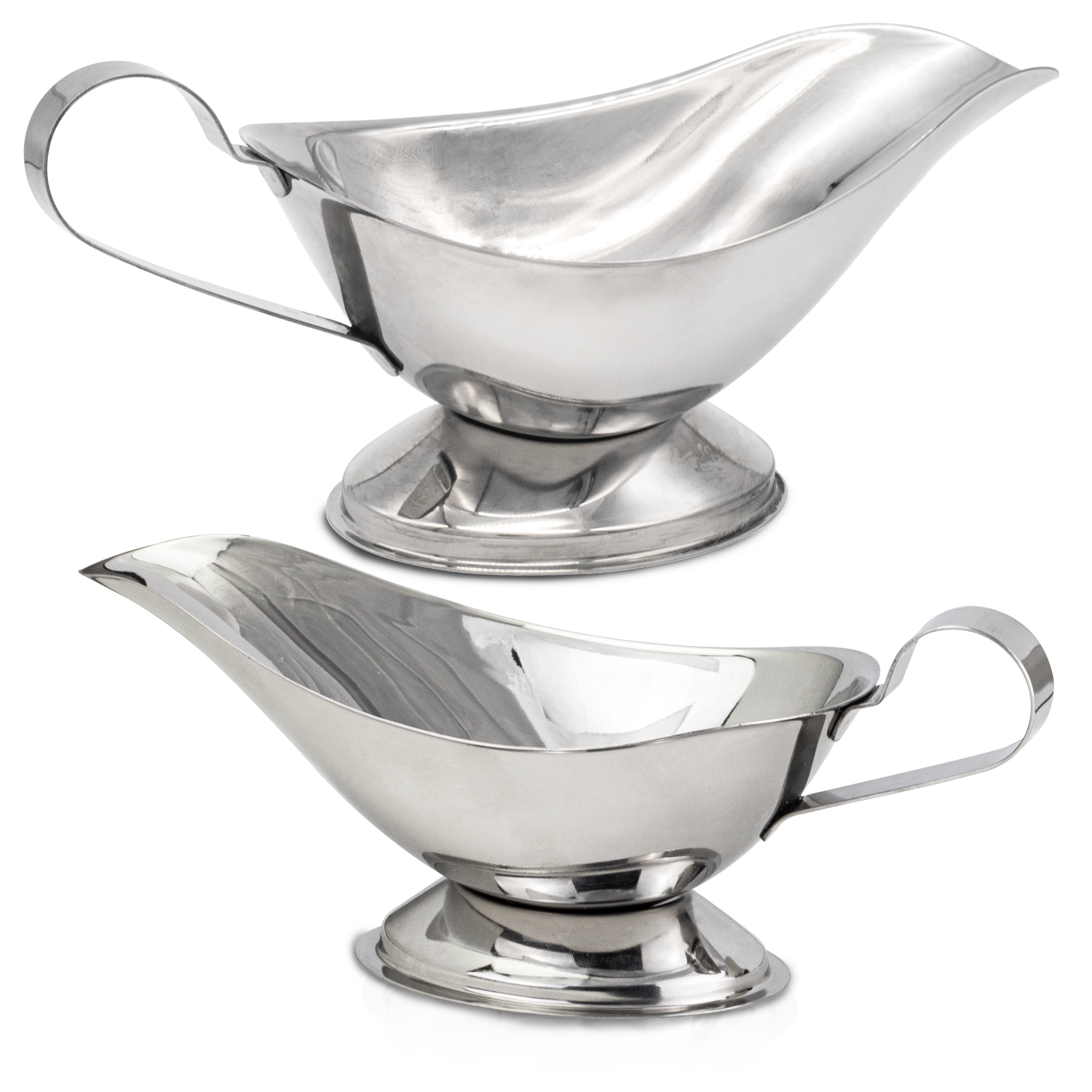 [2 Pack] Stainless Steel Gravy Boat - 10 Oz and 16 Oz Elegant Gravy ...