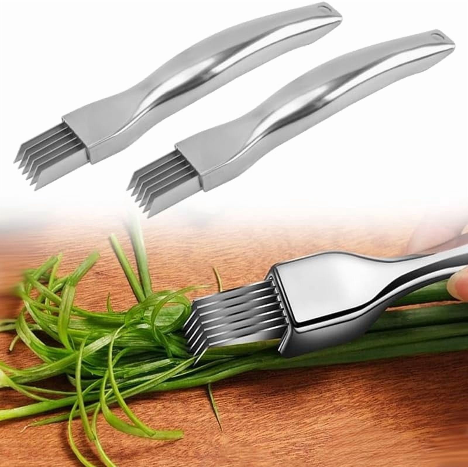 2 Pack Stainless Steel Green Onion Slicer - Multi-Blade Kitchen Herb ...