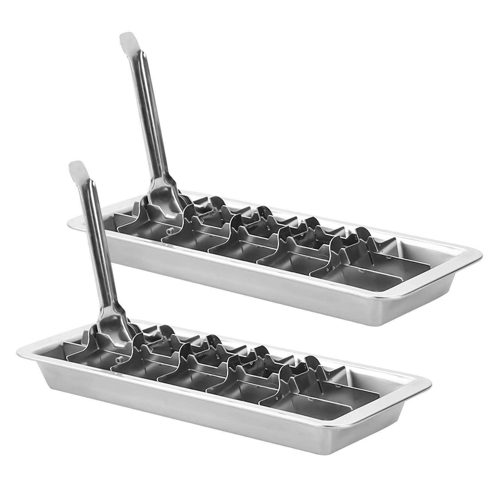 2-Pack Stainless Steel Heavy-Duty Ice Trays | 18-Cavity Freezing Molds ...
