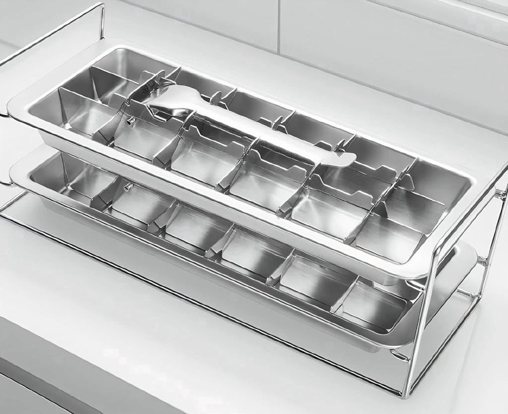 2-Pack Stainless Steel Ice Cube Trays - with Easy-Release Lever for 36 ...