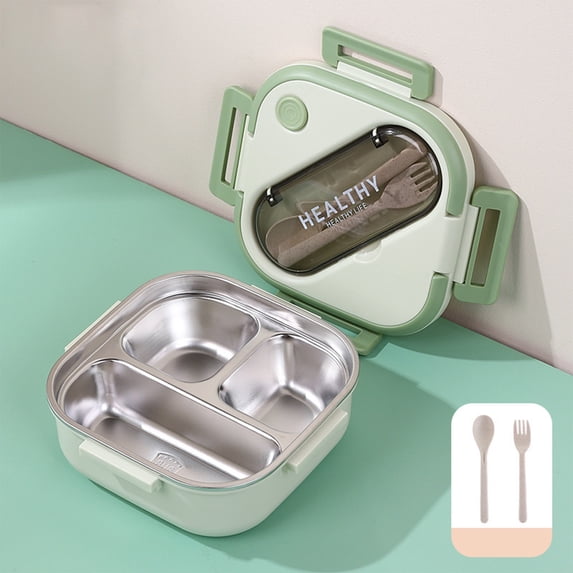 2 Pack Stainless Steel Lunch Container, 2 Compartment Bento Box ...