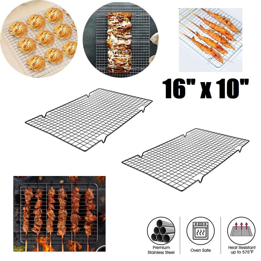 2 Pack Stainless Steel Non-stick Cooling Rack Tray Baking Roasting Wire ...