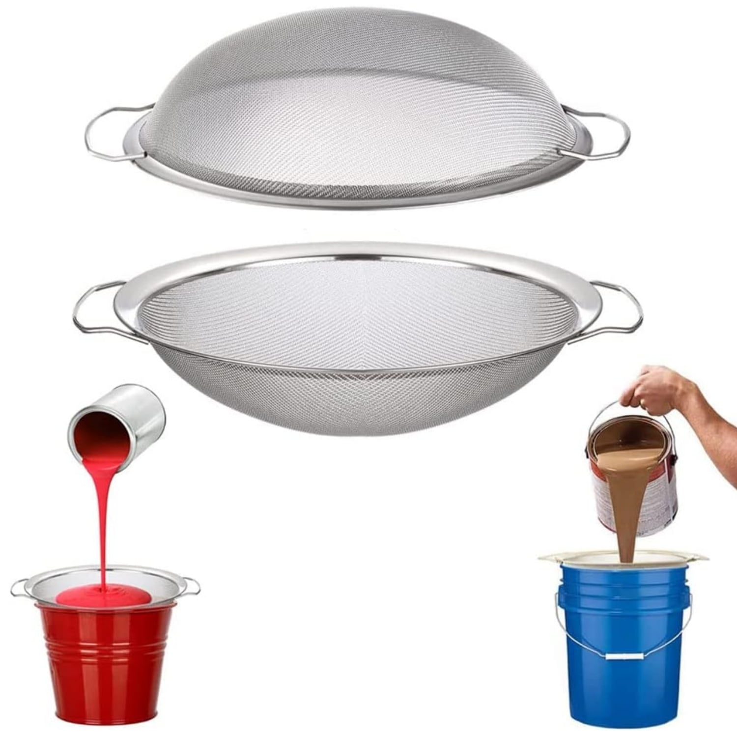 2 Pack Stainless Steel Paint Strainer,Fine Mesh Paint Strainer,60 Mesh ...