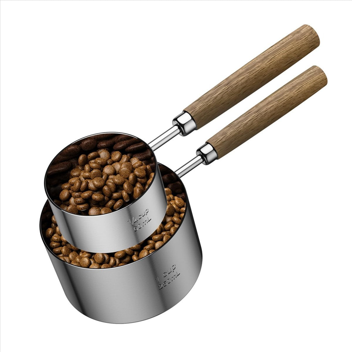 2 Pack Stainless Steel Pet Food Measuring Scoops(1Cup+1/4Cup), Precise ...