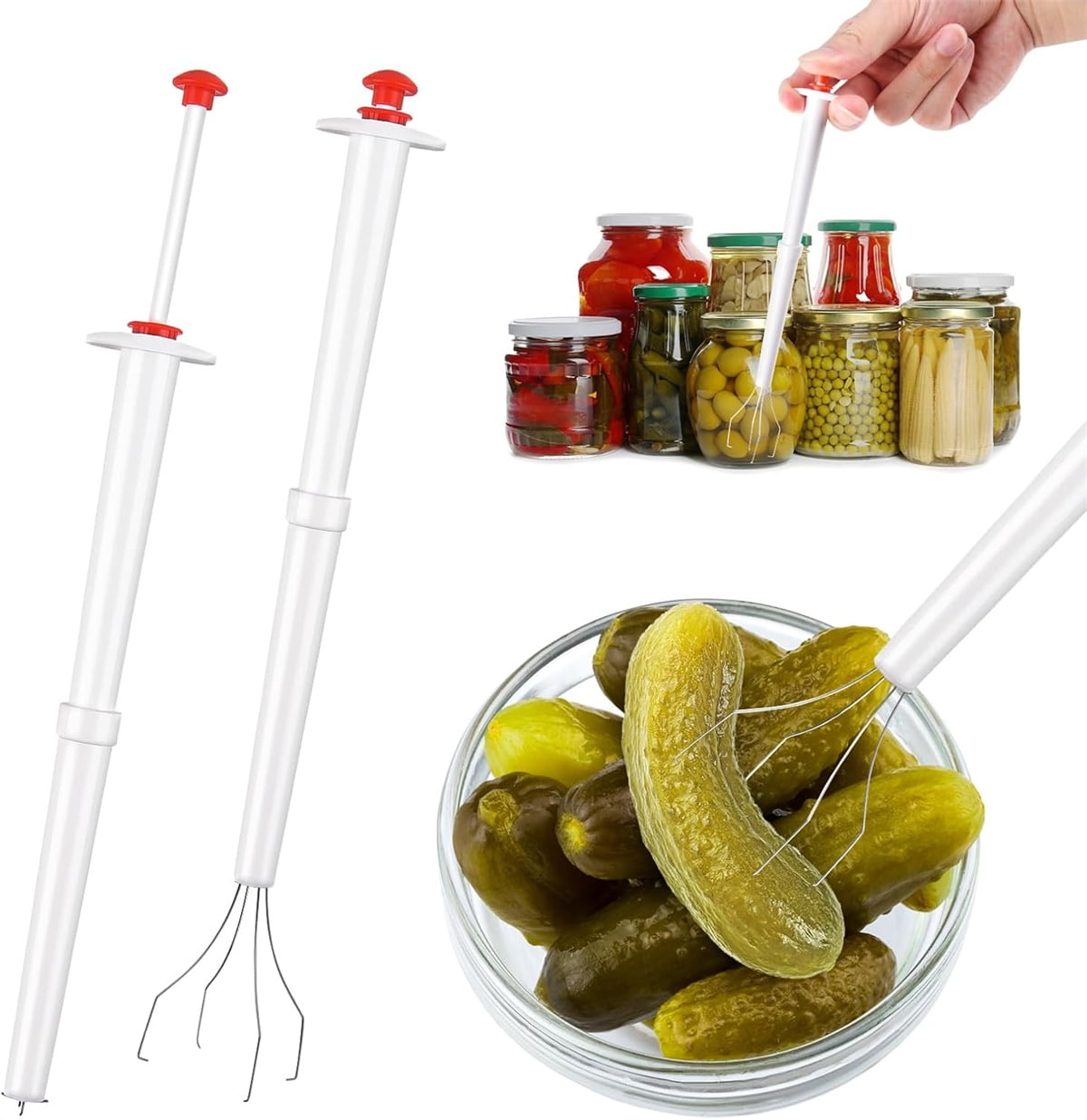2 Pack Stainless Steel and Plastic Pickle Pincher, GIXUSIL 8 inch ...