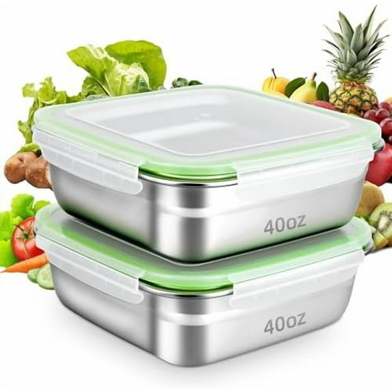 2 Pack Stainless Steel Sandwich Containers with Leak-Proof Airtight ...
