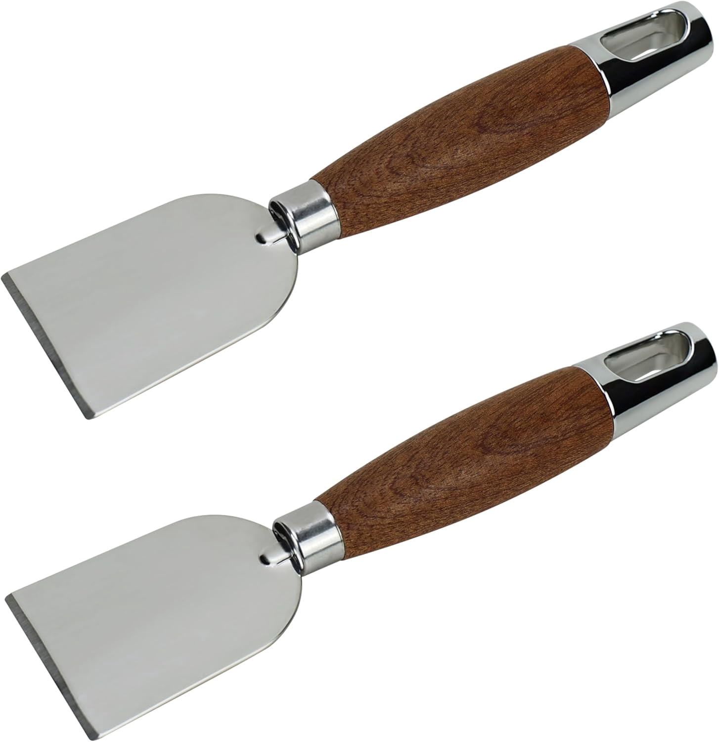 2 Pack Stainless Steel Scraper with Wooden Handle for Cleaning Cast ...